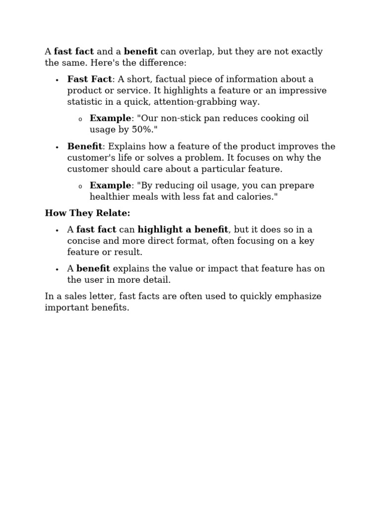 A Fast Fact and A Benefit Can Overlap | PDF