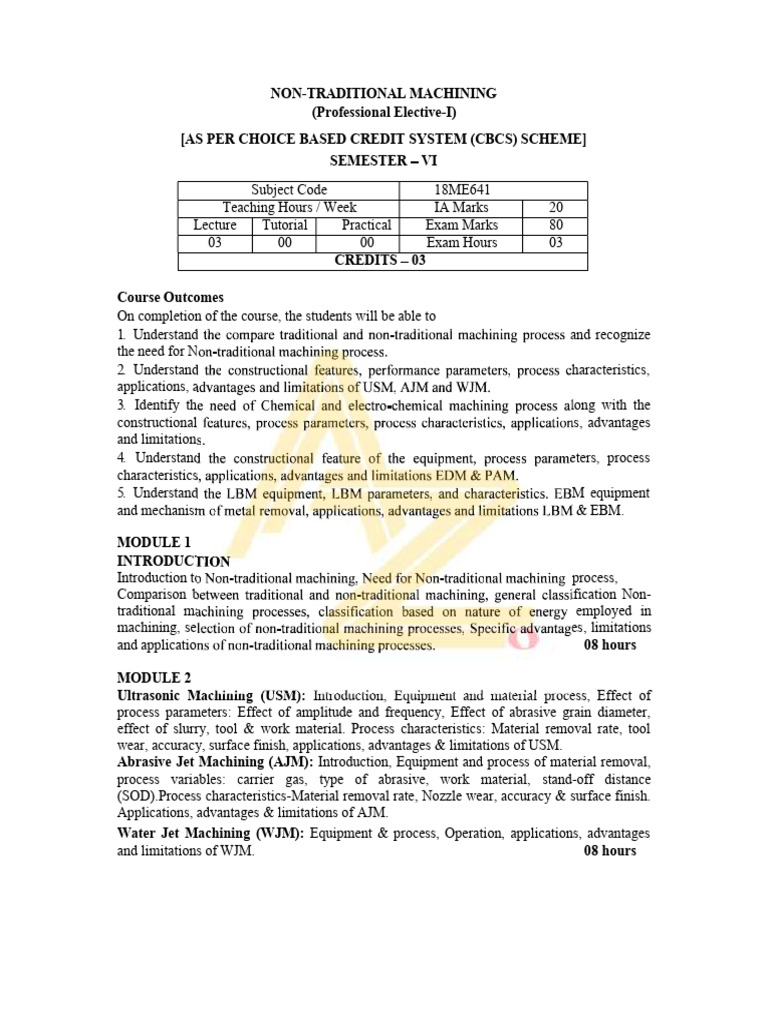 Non-Traditional Machining - Full Notes | PDF | Machining | Materials ...