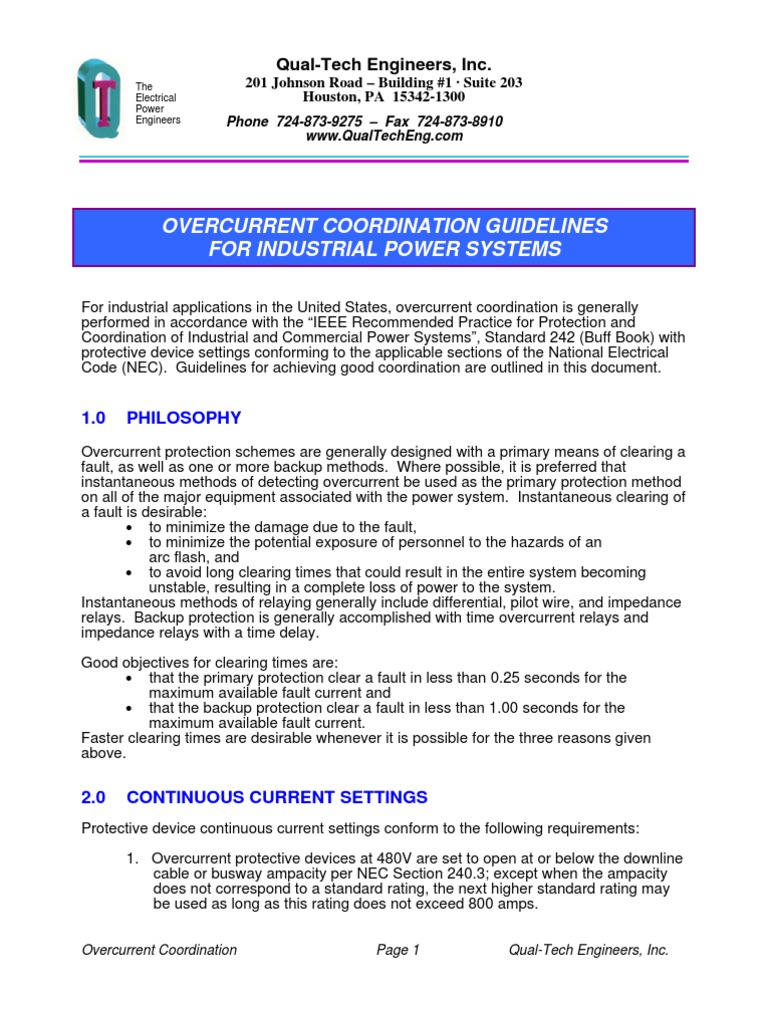 Overcurrent Protection Coordination Guidelines | PDF
