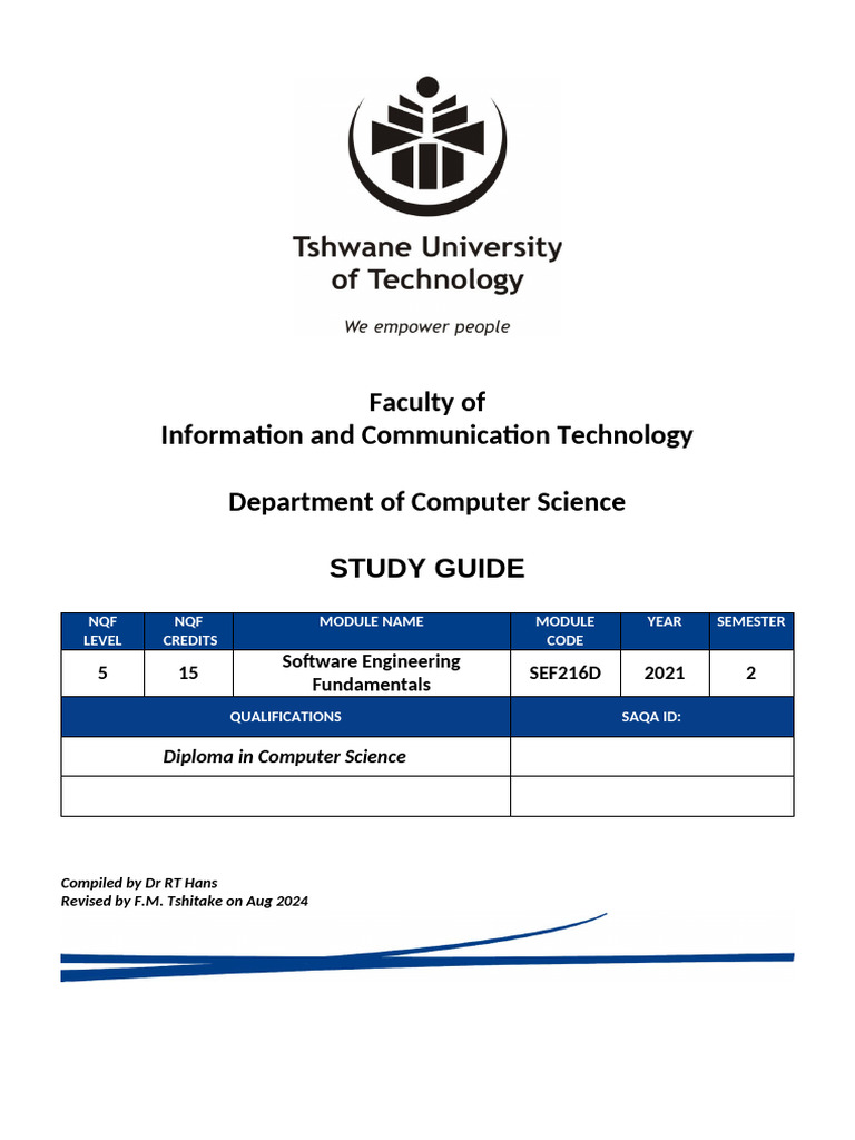 SEF216D - Software Engineering Fundamentals Study Guide 2024 Sem 2 ...