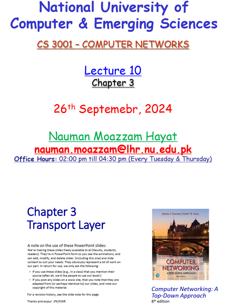 Lecture - 10 - Chapter 3 - 26 Sep 2024 | PDF | Transmission Control ...