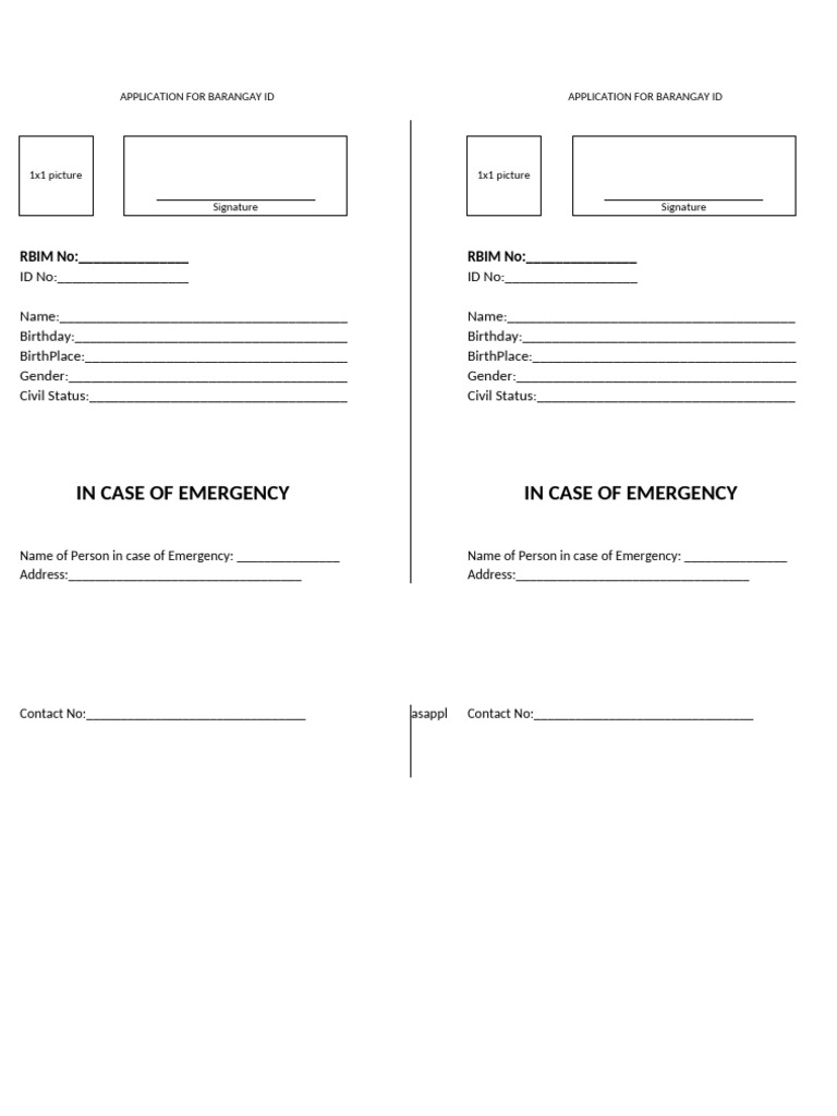 Barangay ID Application Form Guide | PDF
