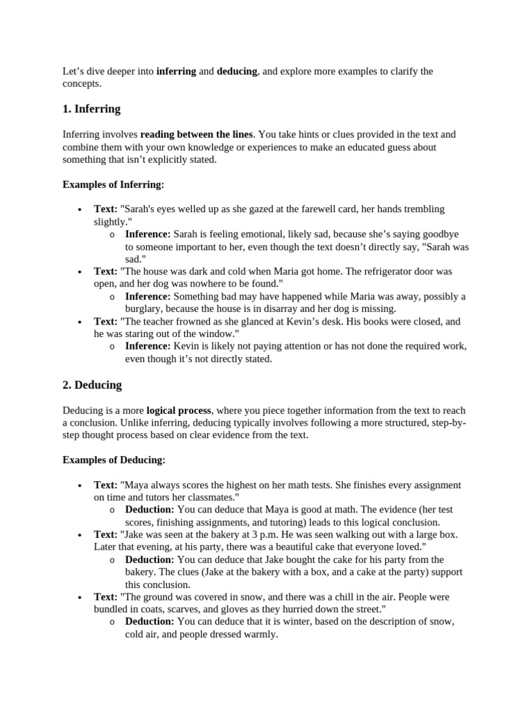 Inferring VS Deducing | PDF | Deductive Reasoning | Inference