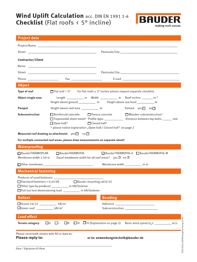 Wind Uplift Checklist for Flat Roofs | PDF