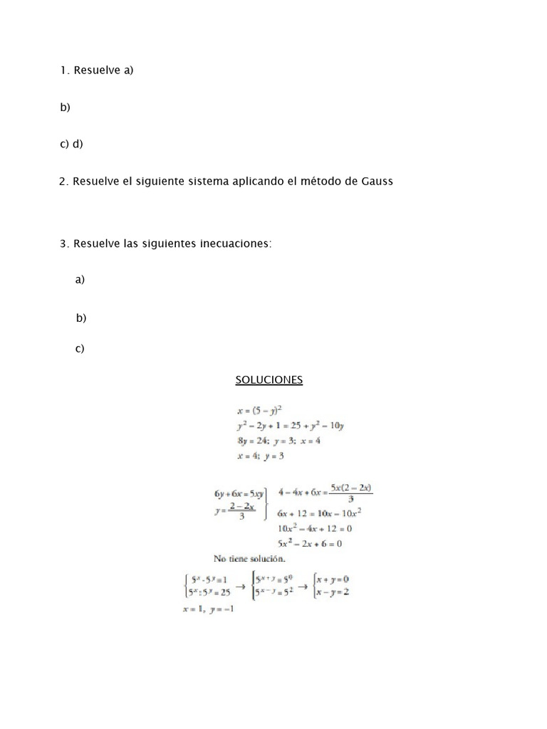 Ejercicios Sistemas - Inecuaciones | PDF