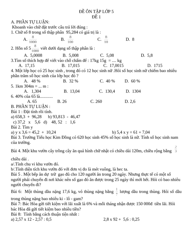 20-De-Thi-Hoc-Ki-2-Mon-Toan-Lop-5 (AutoRecovered) | PDF