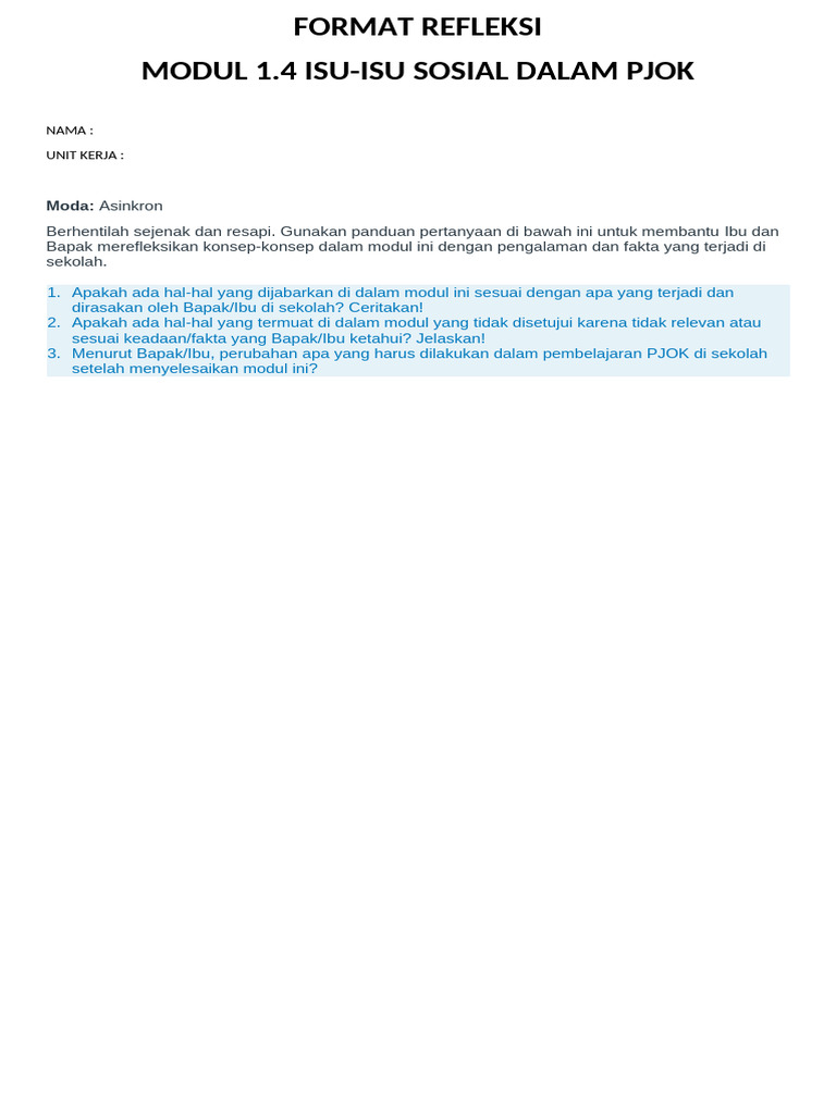 Format Refleksi | PDF