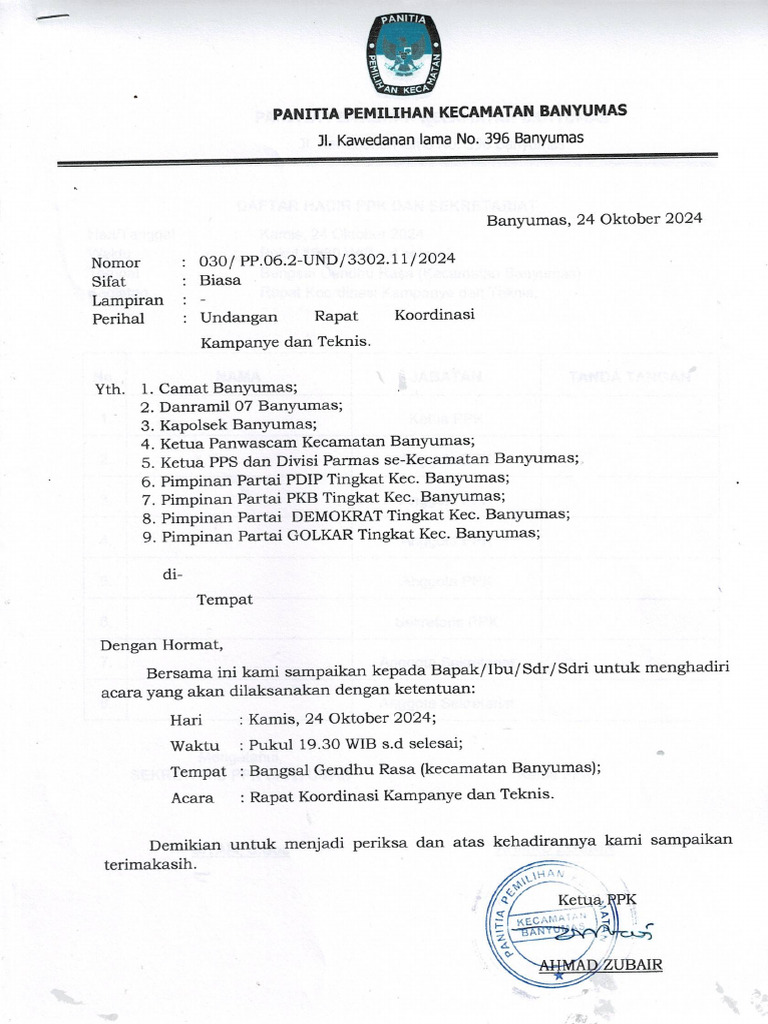 E. Undangan Fixxxxx Rakor Kampanye Dan Teknis | PDF