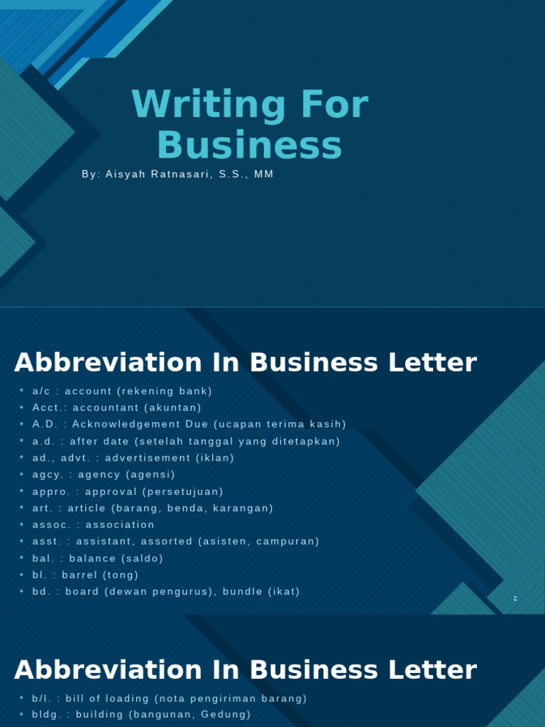 Business Letter Abbreviations Guide | PDF | Home & Garden | Computers
