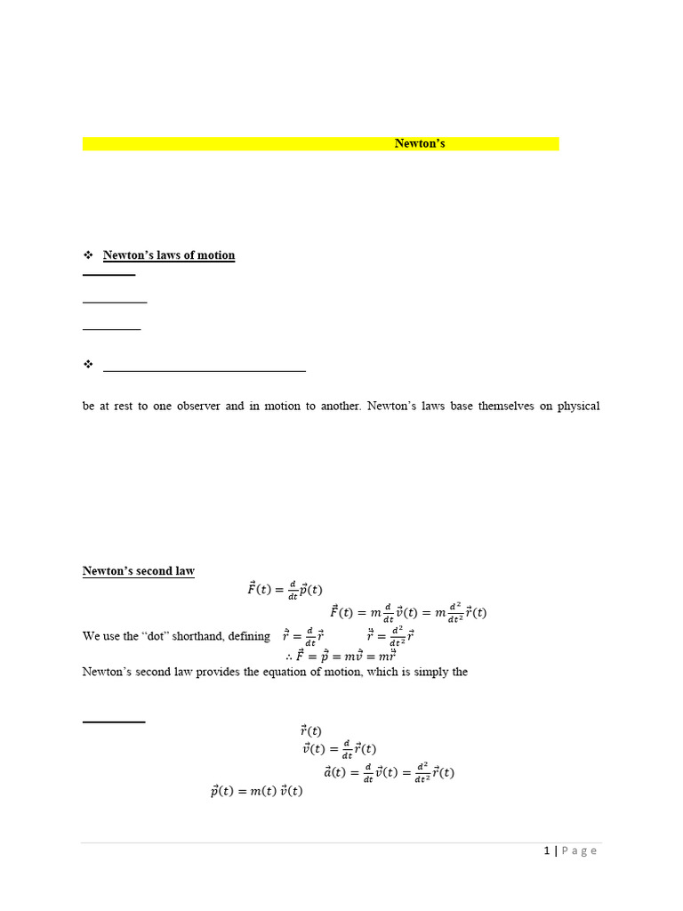 Mechanics of Single Particle Part-1 | PDF | Classical Mechanics | Force