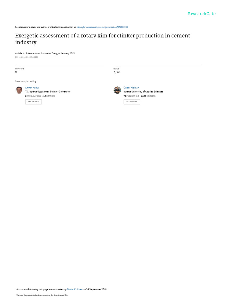 Exergetic Assessment of A Rotary Kiln For Clinker Production in Cement ...