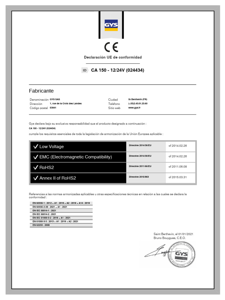 Declaración de Conformidad | PDF