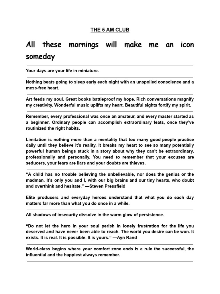 The 5 Am Club | PDF | Self-Improvement