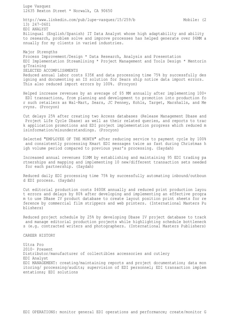 EDI Analyst | PDF | Electronic Data Interchange | Databases