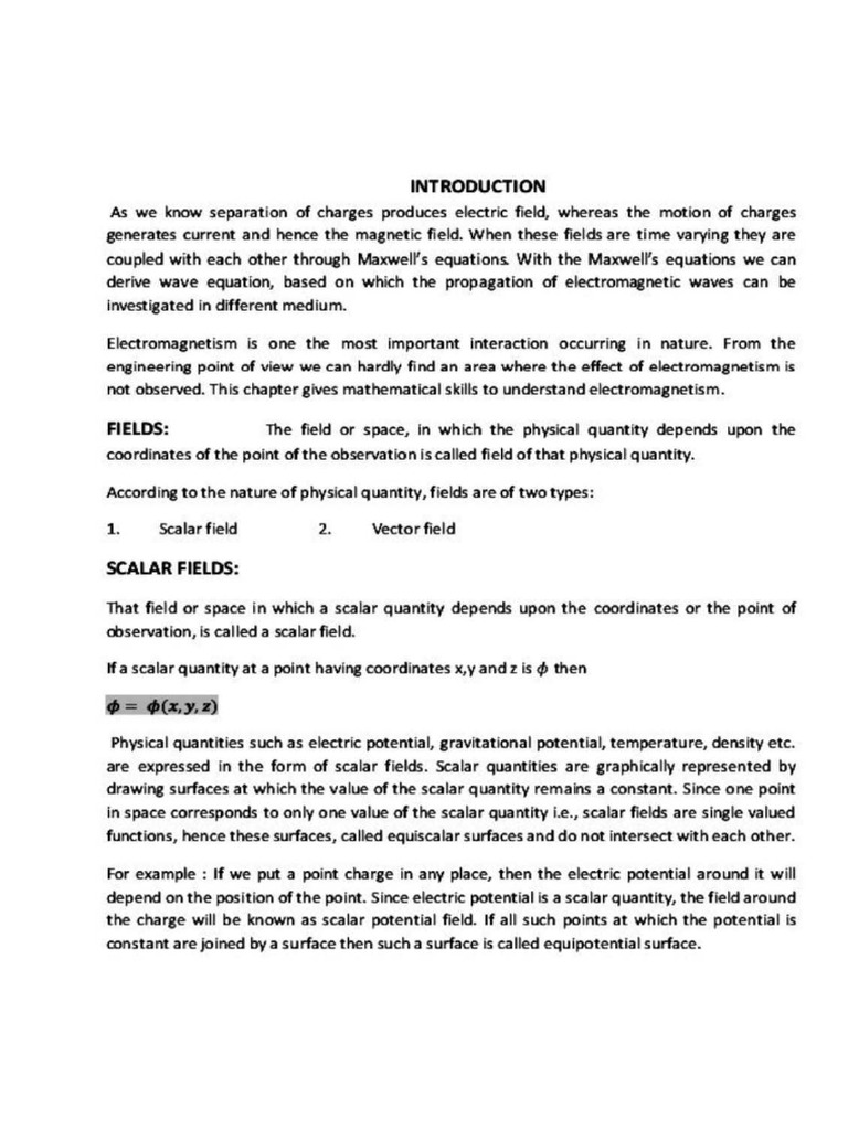Introduction To Electromagnetism Notes | PDF