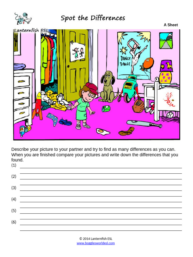 Picture Difference Activity Sheet | PDF