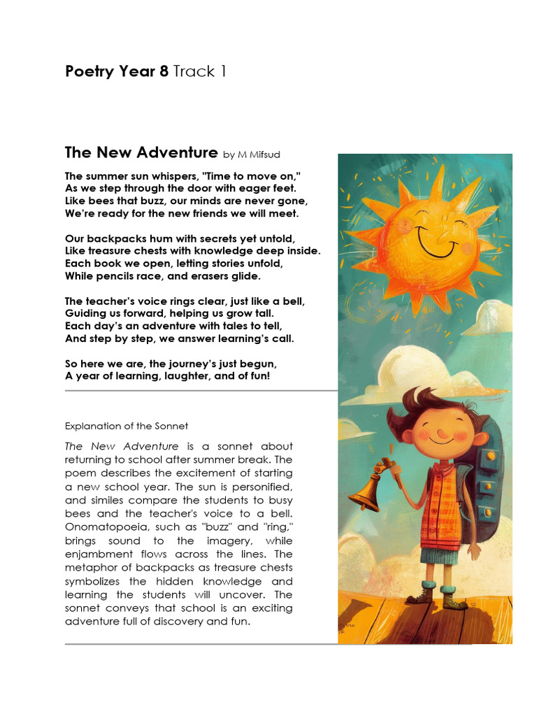 POEM The New Adventure Year 8 Track 1 | PDF | Poetry | Sonnets