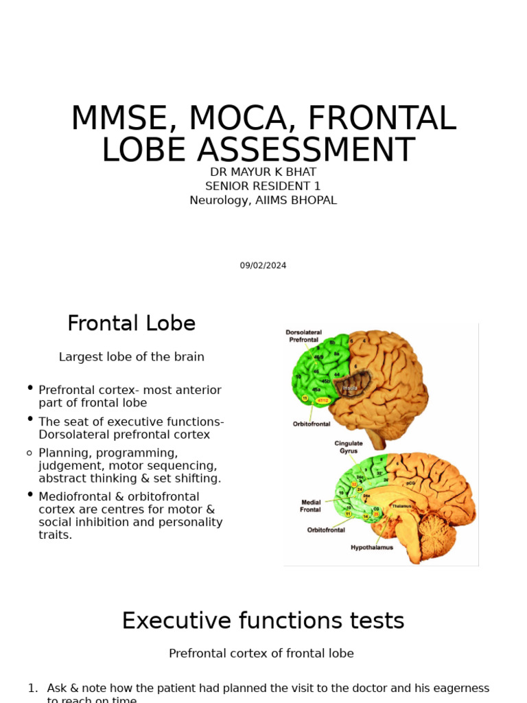 MMSE, MOCA | PDF | Frontal Lobe | Executive Functions
