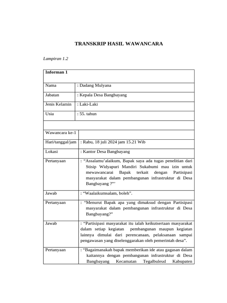 TRANSKRIP HASIL WAWANCARA Kades 2 | PDF