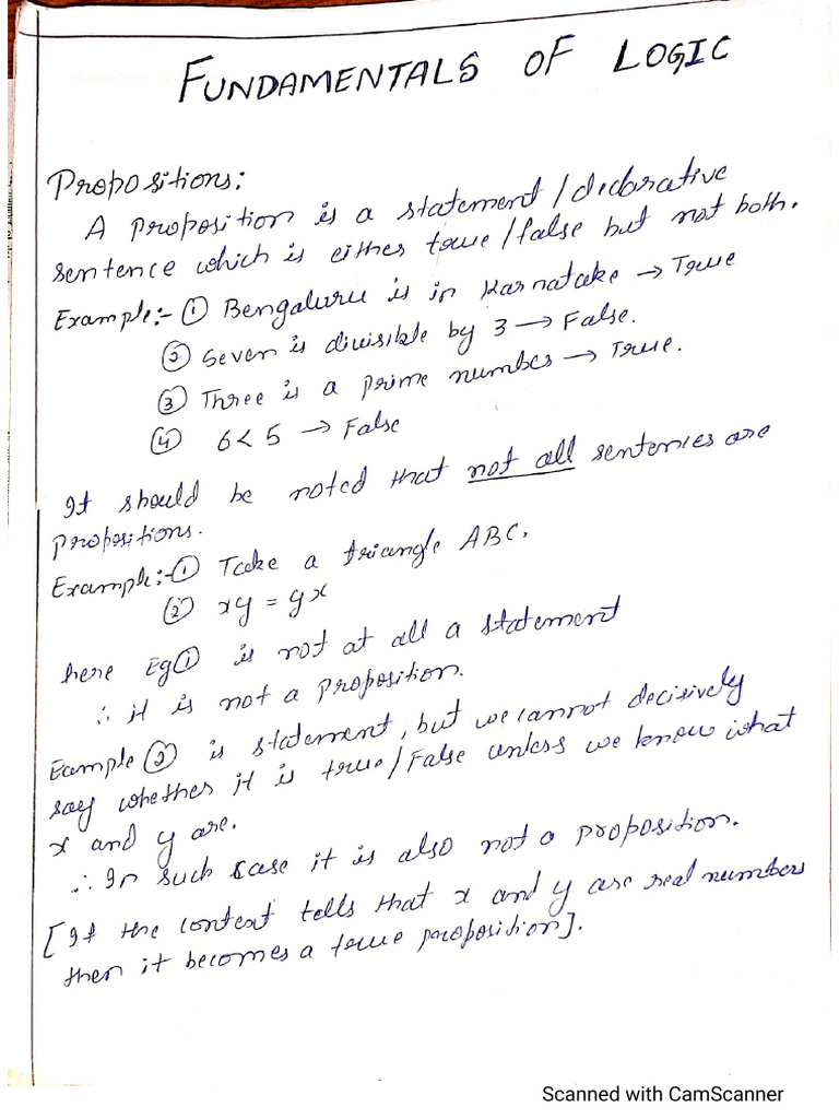 Fundamentals of Logics | PDF
