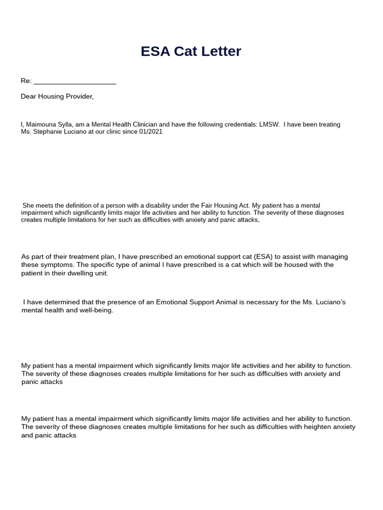 Esa-Cat-Letter-Sample - Docx MS | PDF | Self-Improvement | Wellness