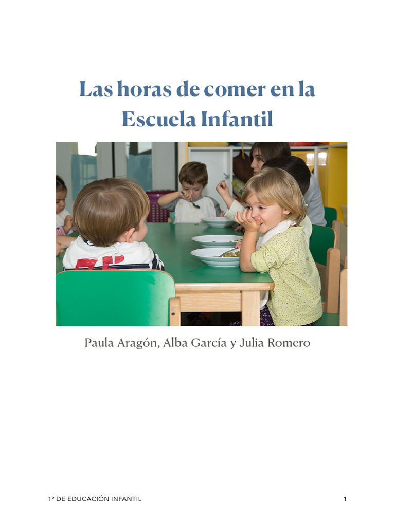 Horas de Comida en Escuelas Infantiles | PDF | Alimentos | Comedor