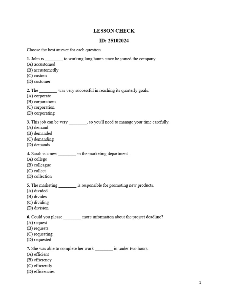 Lesson Check 25102024 - Question | PDF