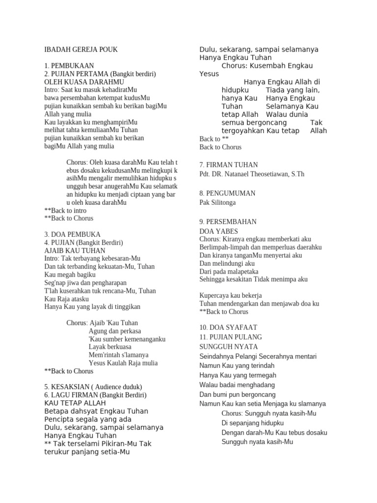 Ibadah Gereja PouK | PDF | Agama & Spiritualitas