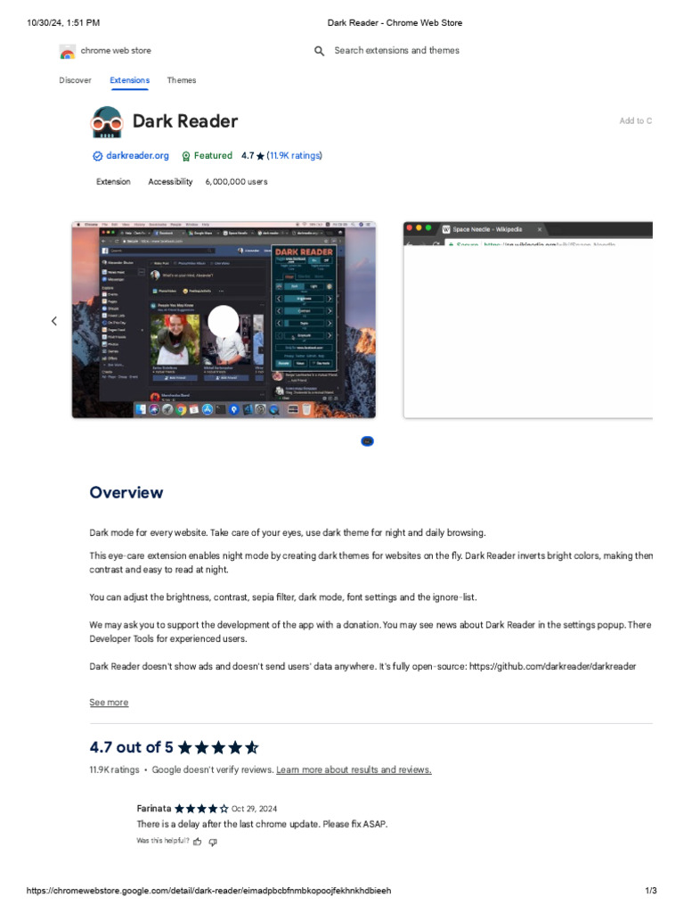 Dark Reader - Chrome Web Store | PDF | World Wide Web | Internet & Web