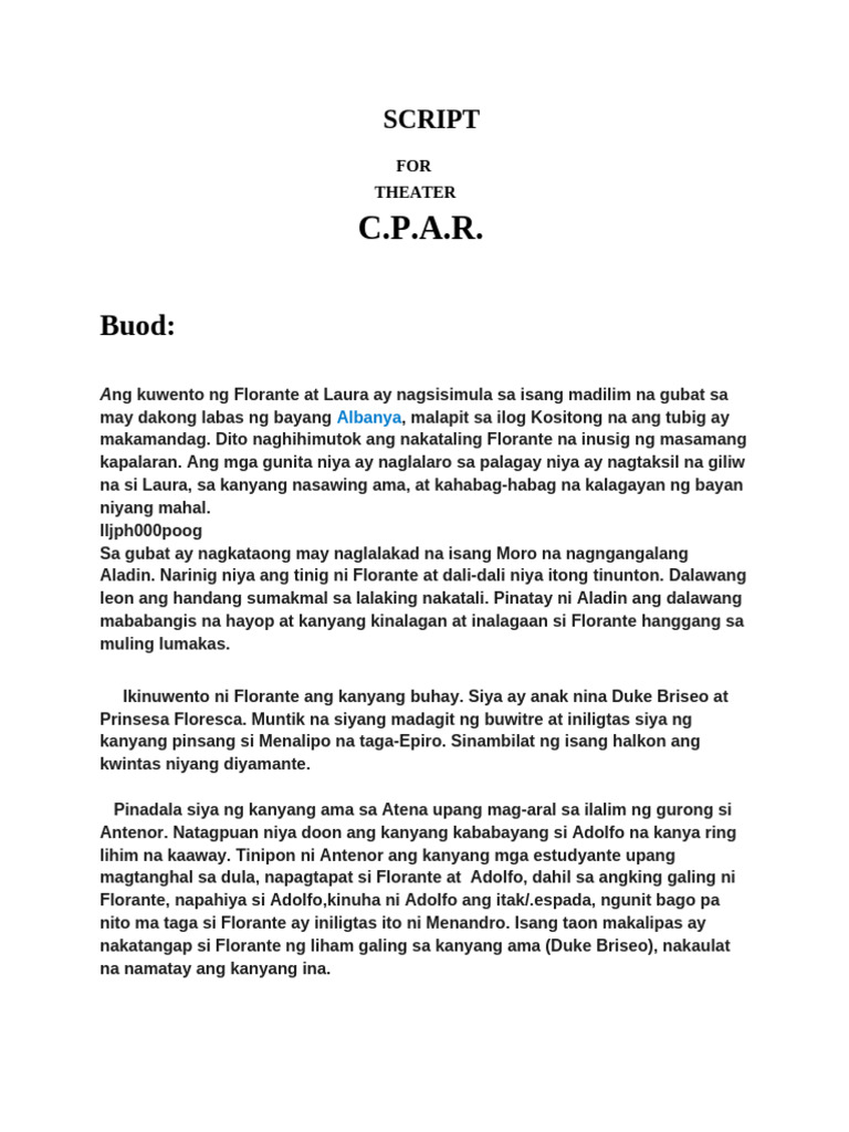 Florante at Laura Script | PDF