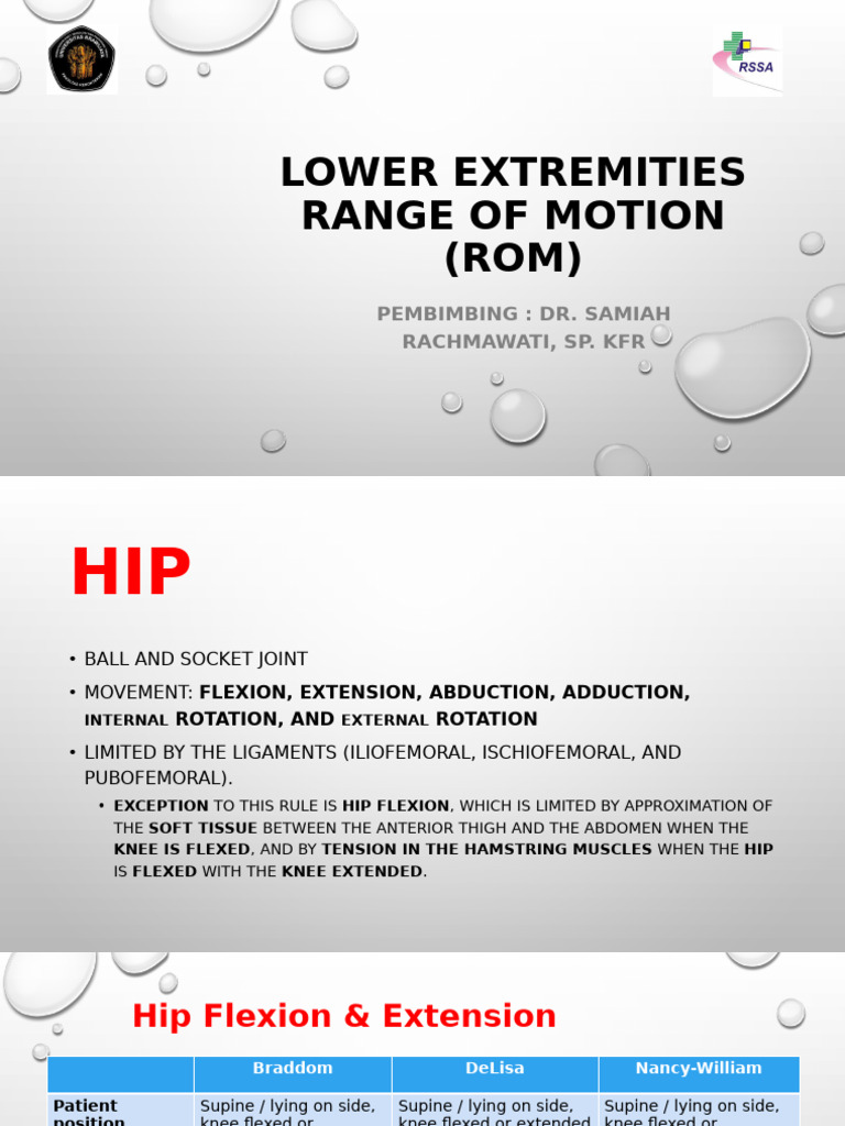 ROM Lower Extremities | PDF | Anatomical Terms Of Motion | Hip