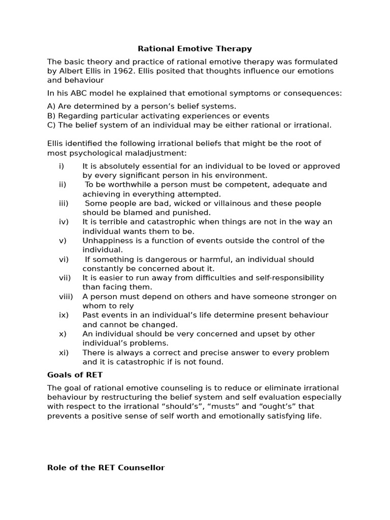Rational Emotive Therapy | PDF | Rationality | Rational Emotive ...