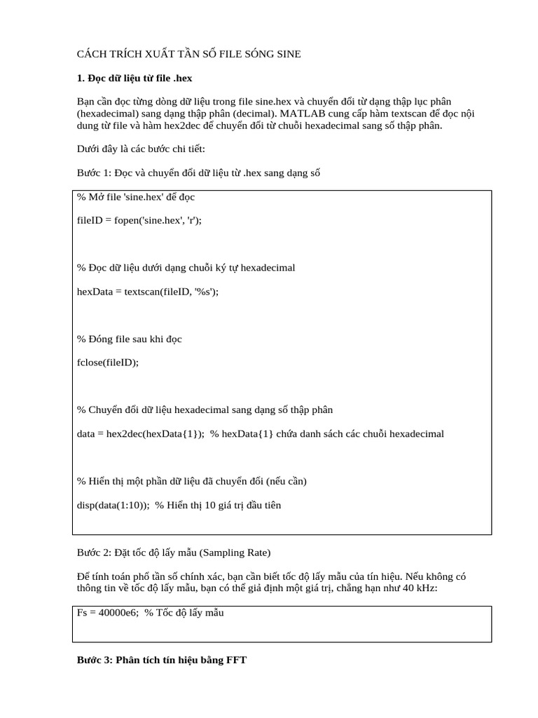 CÁCH TRÍCH XUẤT TẦN SỐ FILE SÓNG SINE | PDF