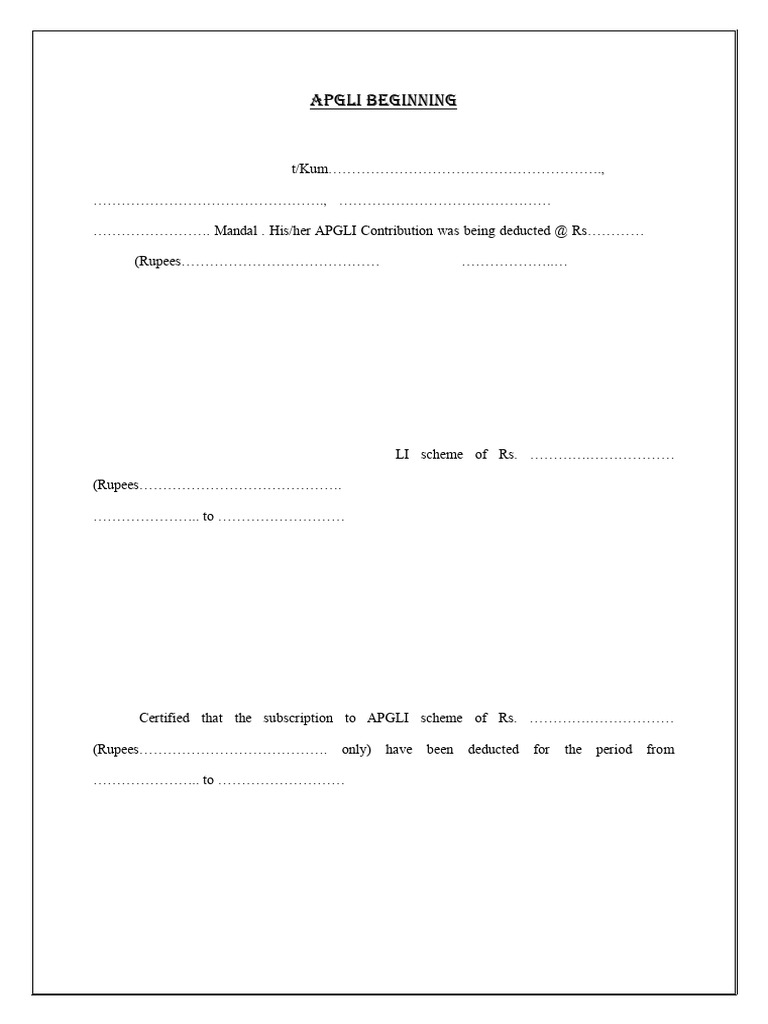 APGLI Contribution Certification Form | PDF
