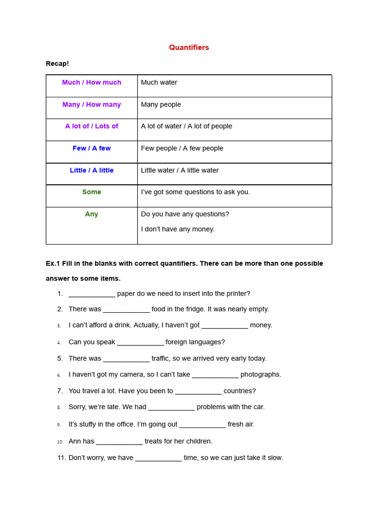 Quantifiers | PDF