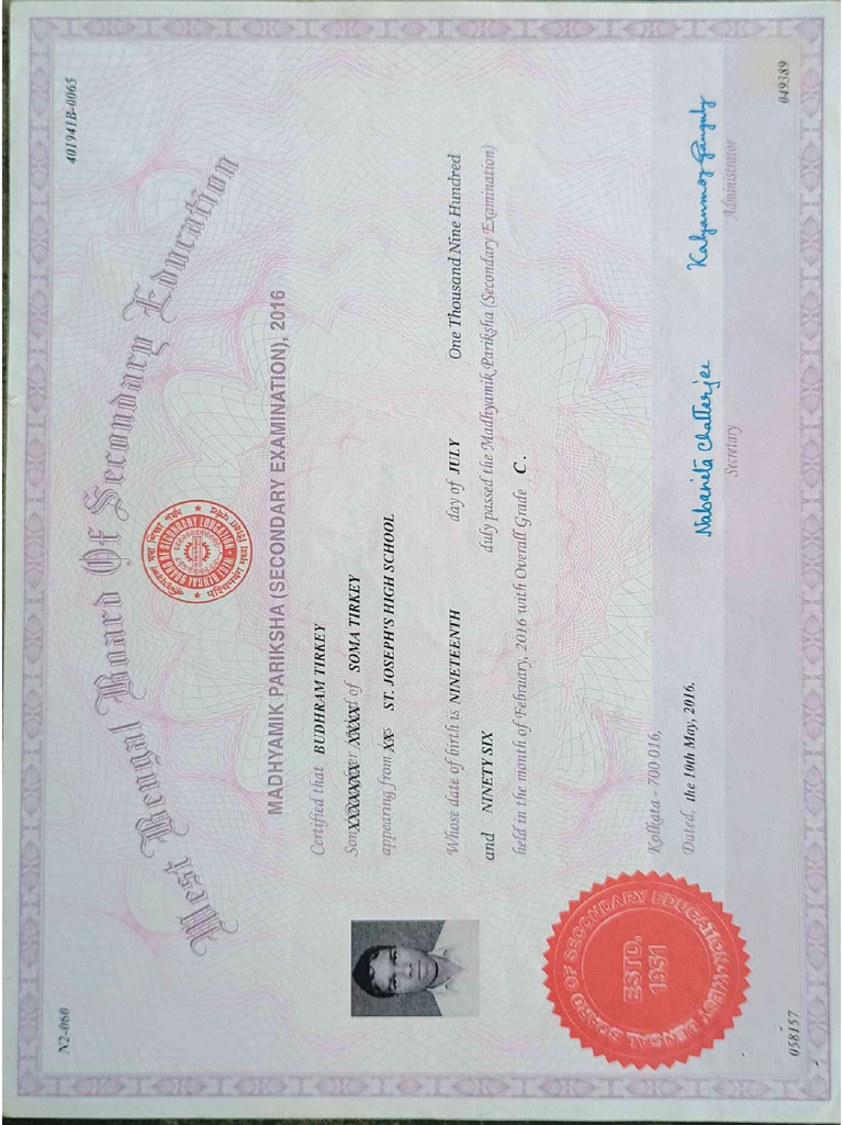 10th Certificate | PDF