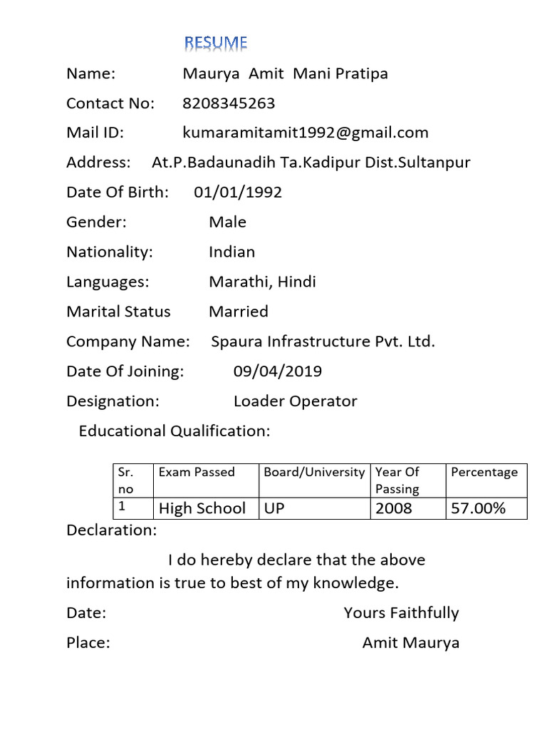 Amit Maurya Resume | PDF