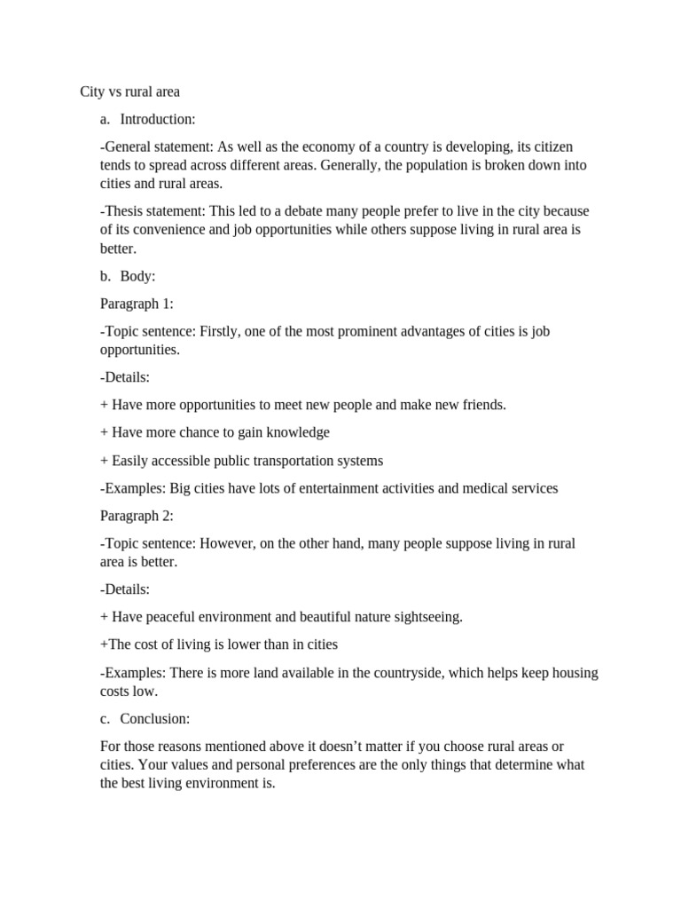 City Vs Rural Area | PDF | Cost Of Living | Economies