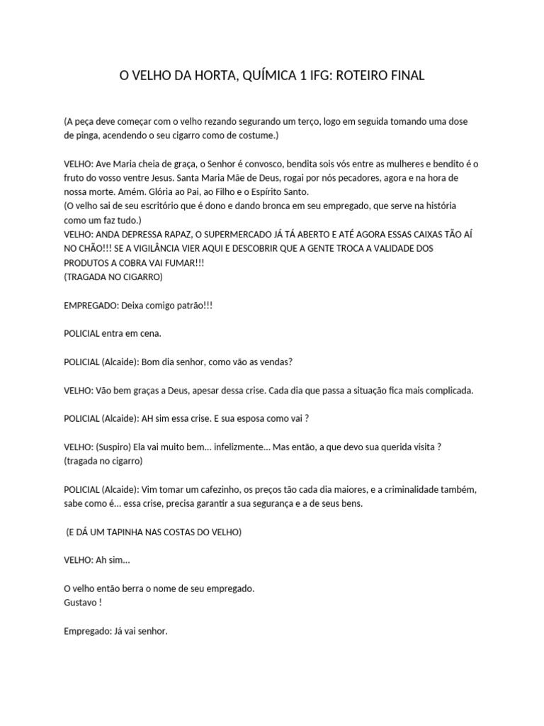 Roteiro Final, Atualizado Pela Suilei | PDF | Amor | Rosário