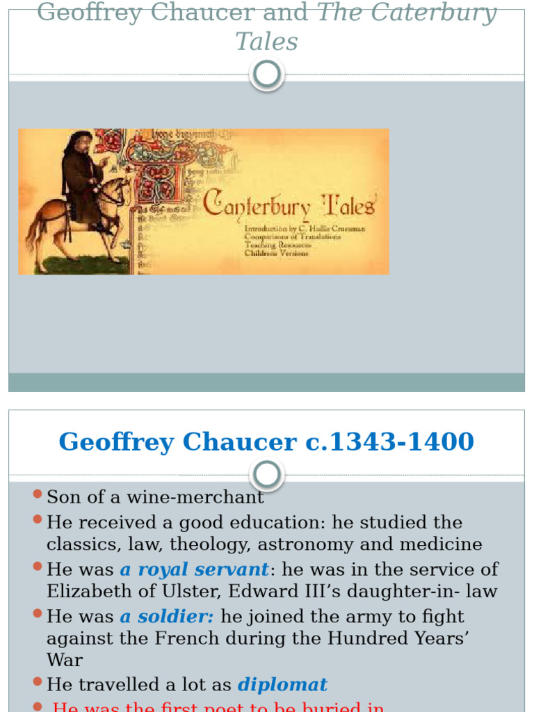 Chaucer's Life and The Canterbury Tales | PDF | The Canterbury Tales