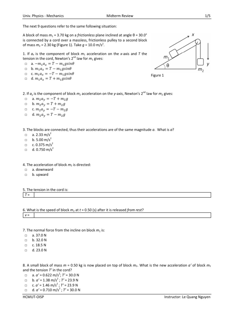 Midterm Review - Fall 2018 | PDF | Friction | Force