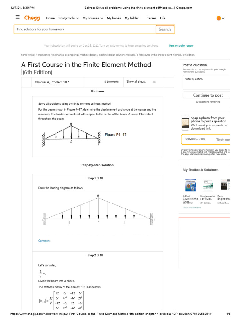 Stiffness Matrix Calculation Pdf Finite Element Method Stiffness