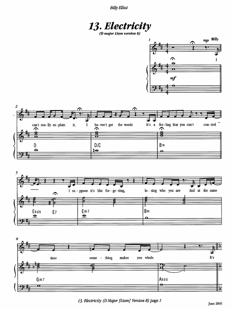 Electricity - Billy Elliot | PDF