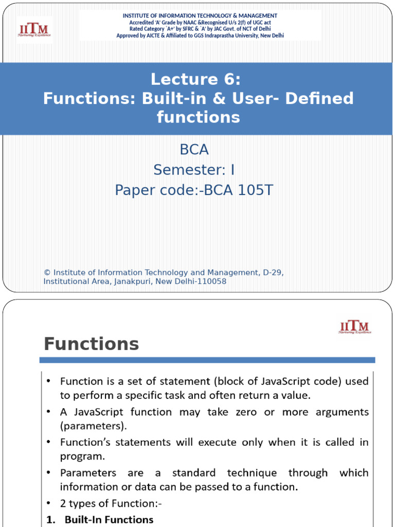 Lecture 7 Functions | PDF | Technology & Engineering