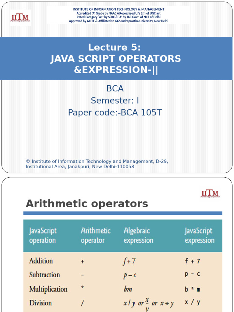 Lecture 5 Operators | PDF