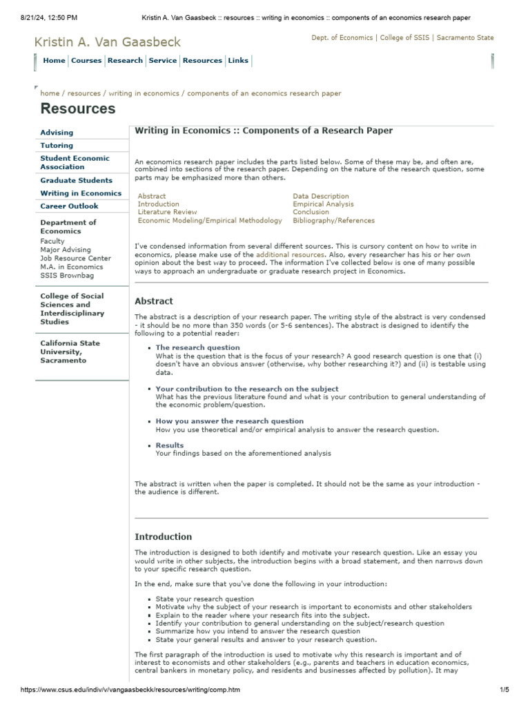 Components of an Economics Research Paper | PDF | Dependent And ...