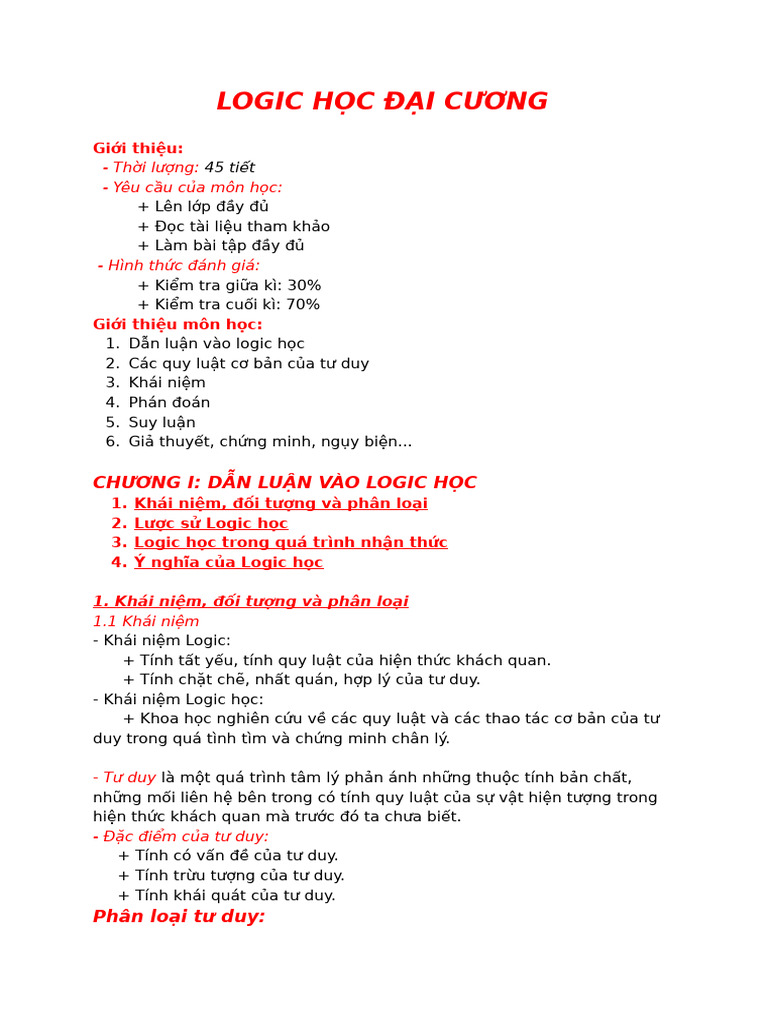 LOGIC HỌC ĐẠI CƯƠNG | PDF