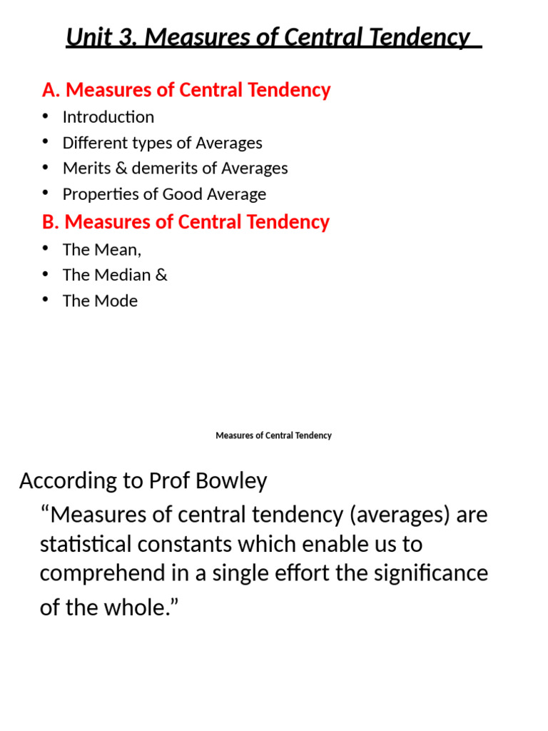 Lec6 - (Measures of Central Tendency) | PDF | Mean | Median