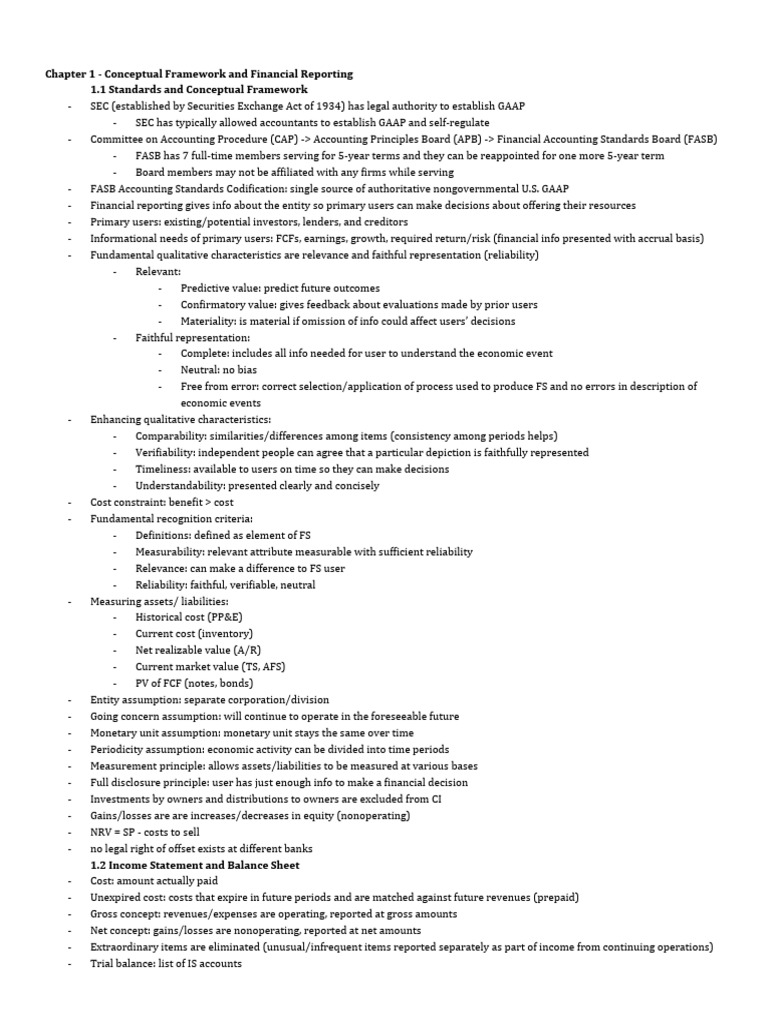 Chapter 1 - Conceptual Framework and Financial Reporting 1.1 Standards ...