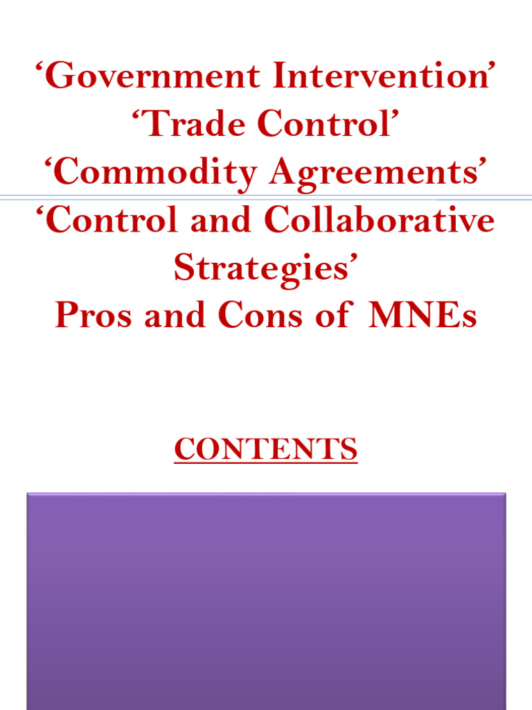 Govt Intervention and Control | PDF | Multinational Corporation | Tariff